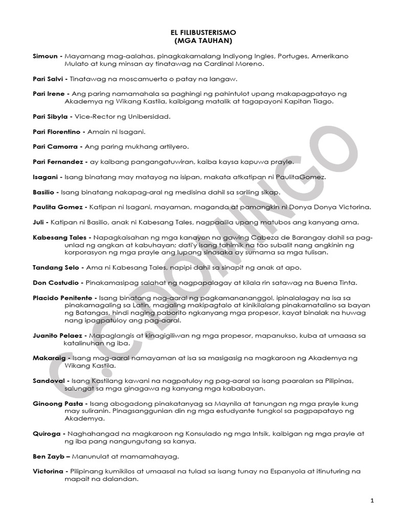 Activity Sheet El Fili Kabanata 1 3 | PDF