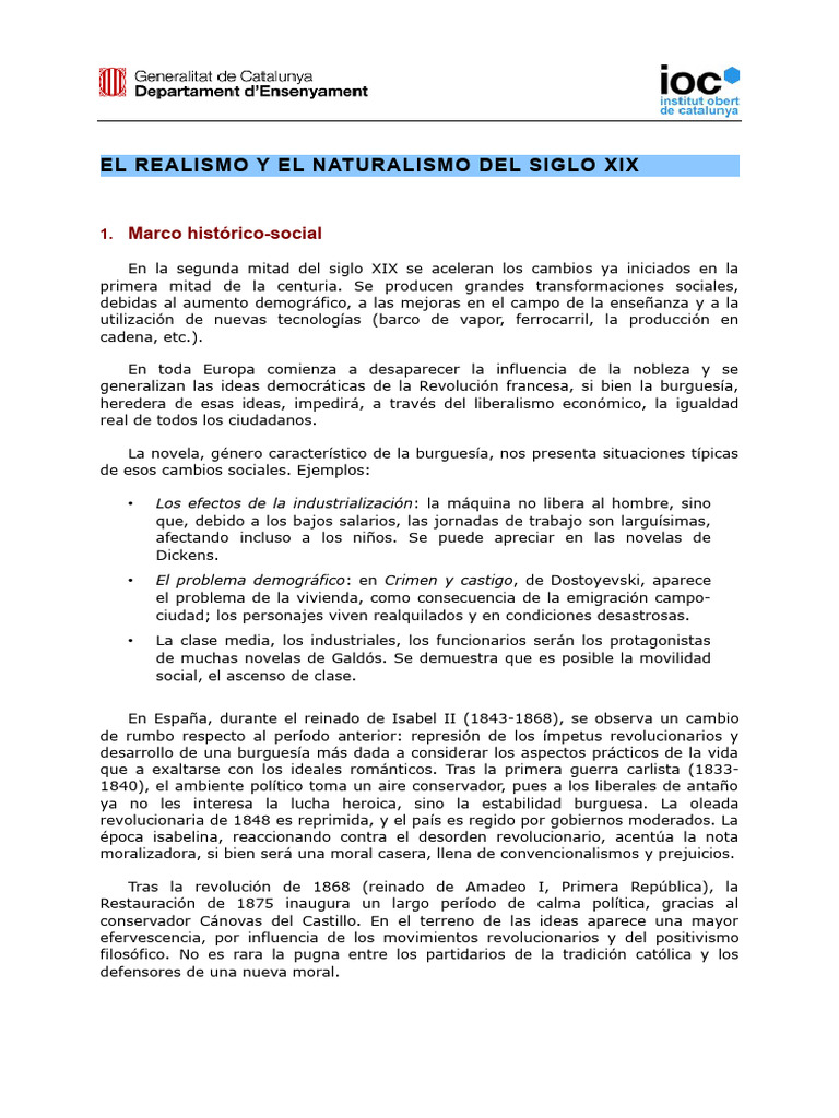 Realismo Naturalismo | PDF