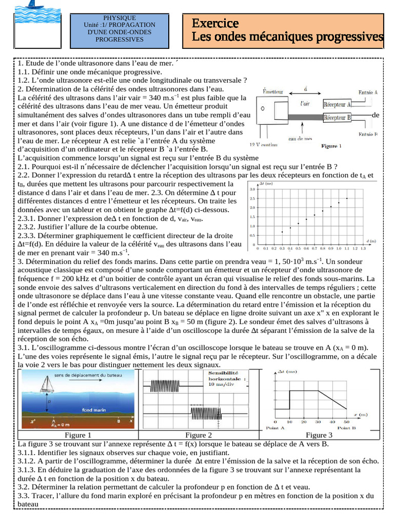 Exercices 9 Ondes Mécaniques Progressives (PR Hammou Mouna) | PDF