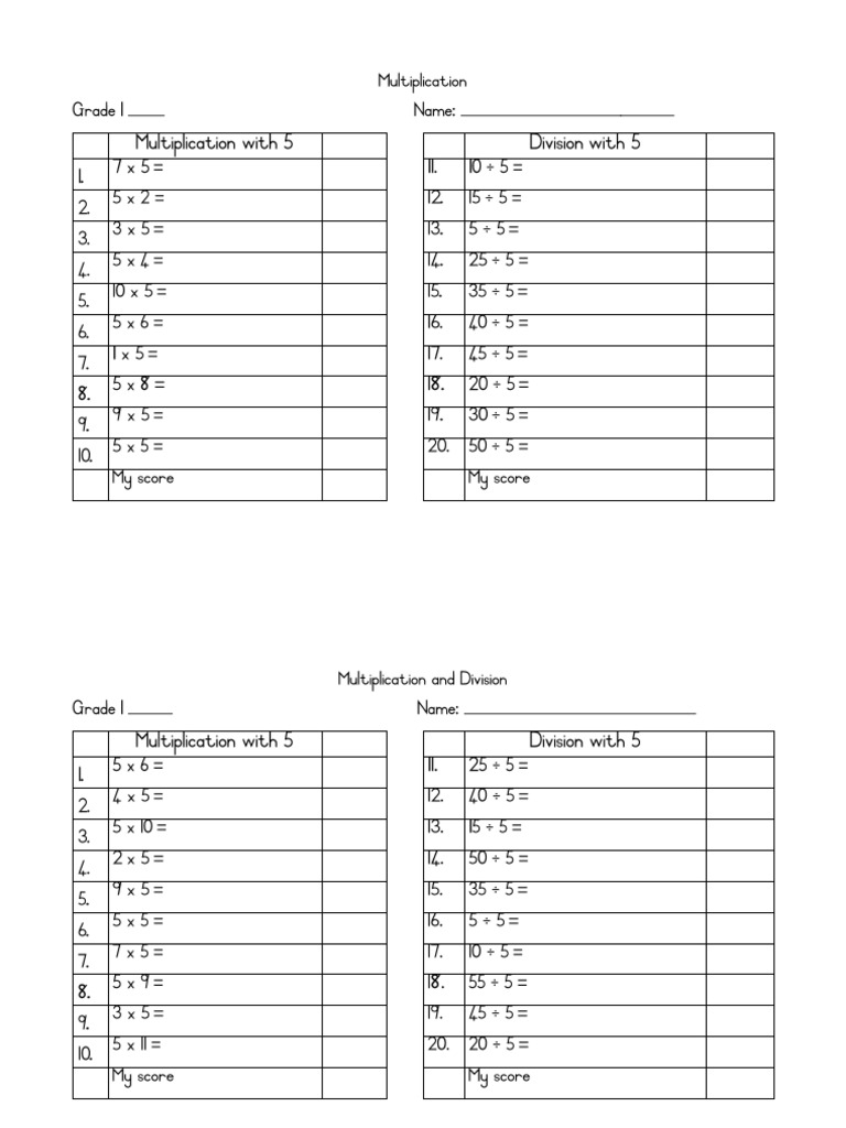 Grade 1 Multiplication and Division Term 4 | PDF