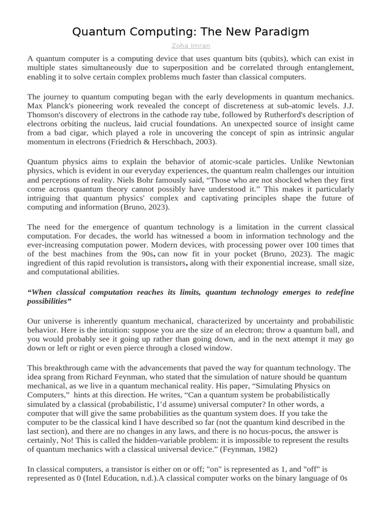 Quantum Computing: The New Paradigm | PDF