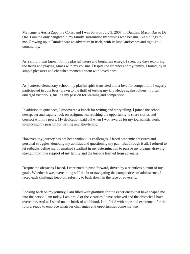 Aesha Autobiography 1 | PDF