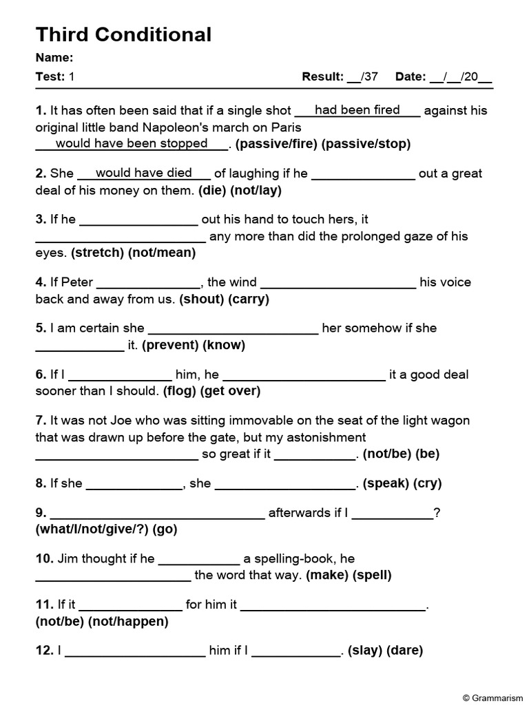 Grammarism Third Conditional Test 1 1805868 | PDF | Foreign Language ...