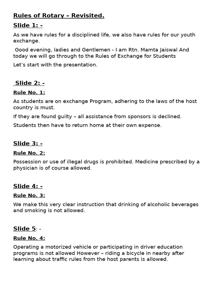 Rules of Rotary. | PDF