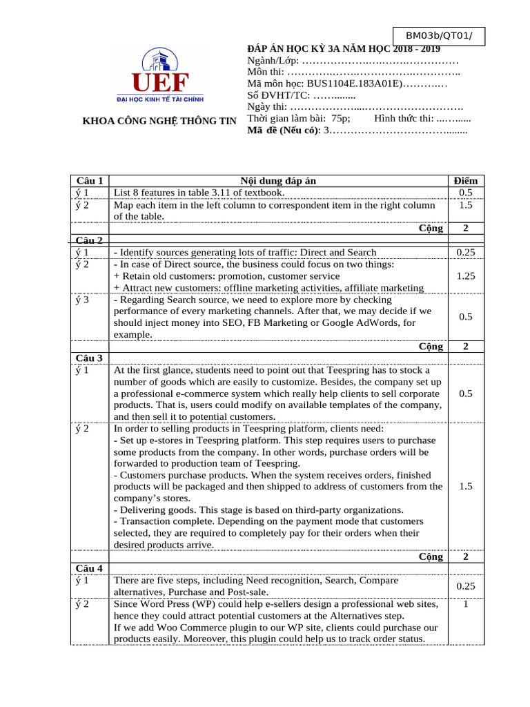 Final Exam Answer Key 3 | PDF