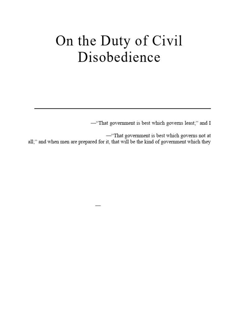 Thoreau's Civil Disobedience Explained | PDF | Conscience | Politics