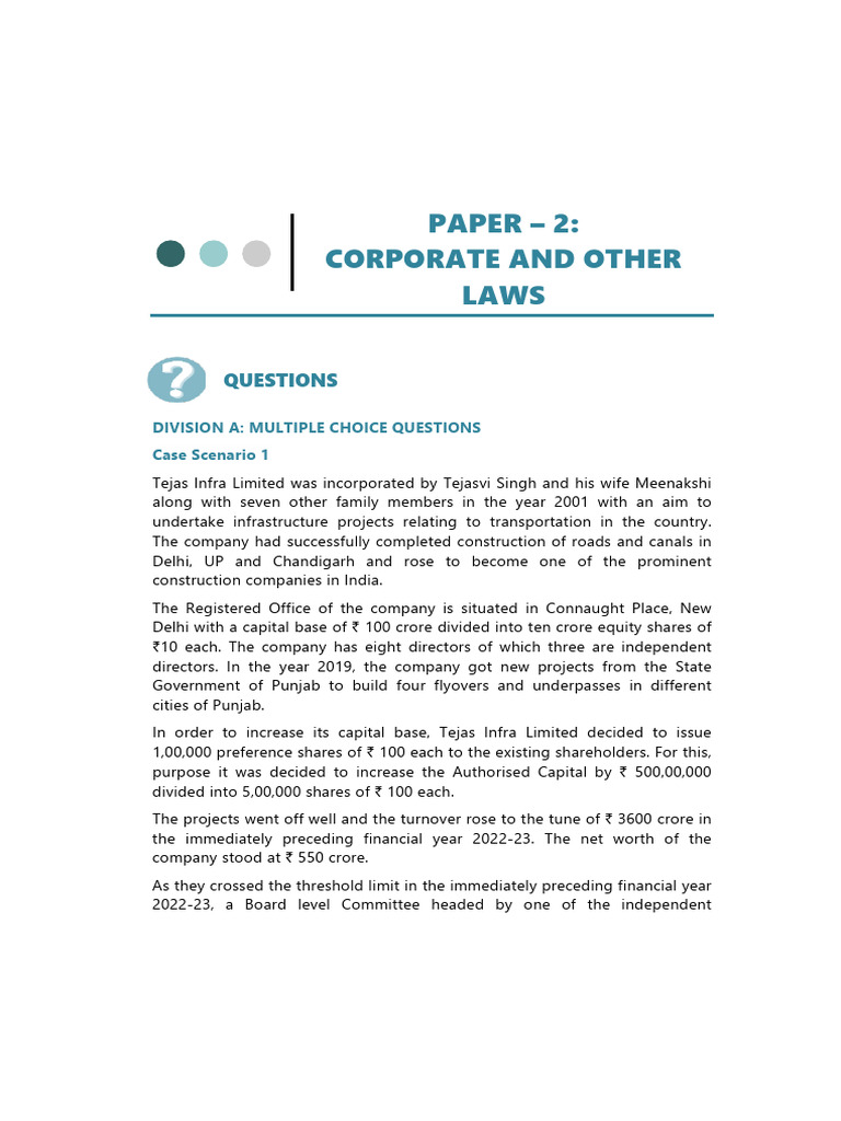 CA Inter Law RTP Sept 2024 Exam Castudynotes Com | PDF | Limited ...