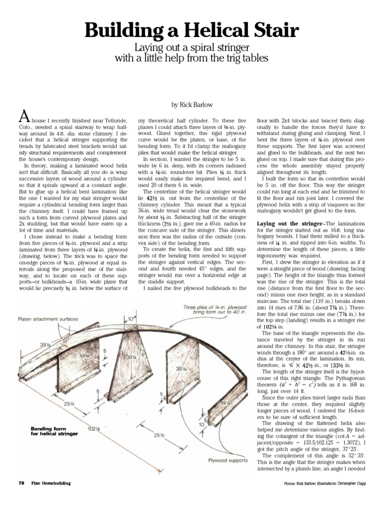 Building A Helical Stair: Laying Out A Spiral Stringer With A Little ...