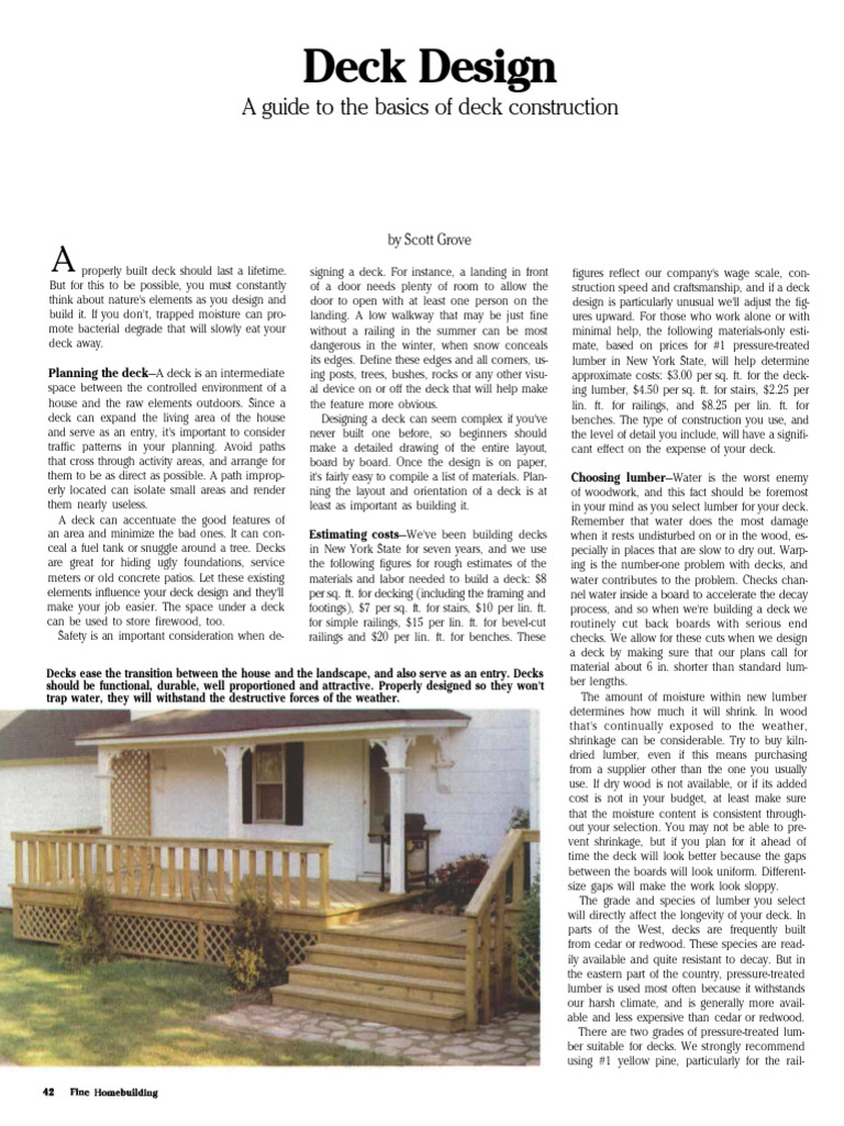 Deck Design: A Guide To The Basics of Deck Construction | PDF