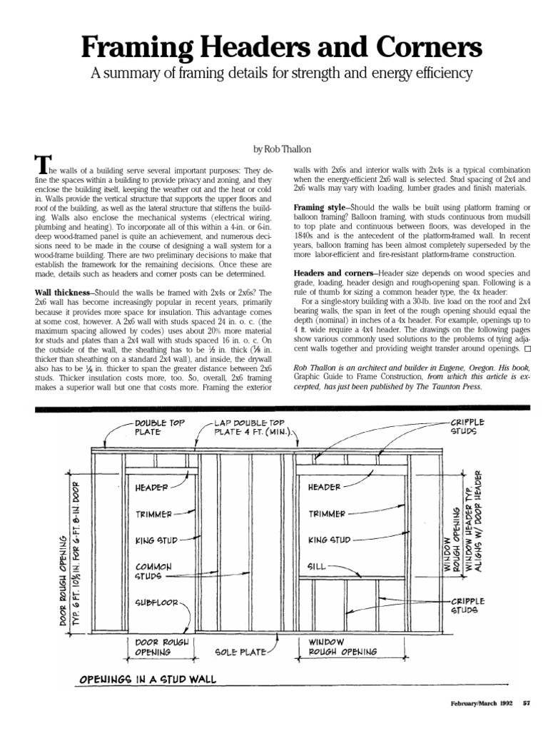Framing Headers and Corners: A Summary of Framing Details For Strength ...