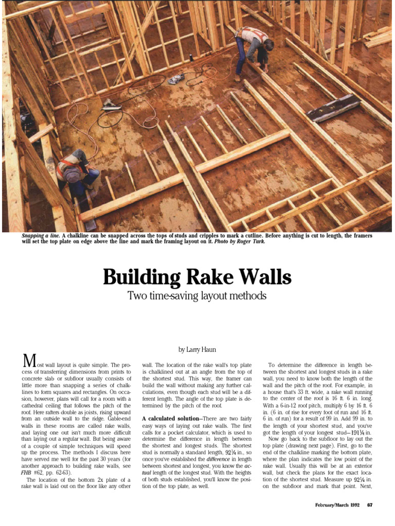 Building Rake Walls: Two Time-Saving Layout Methods | PDF