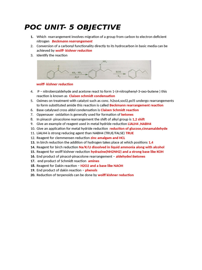 POC UNIT 5 Objective | PDF | Science & Mathematics