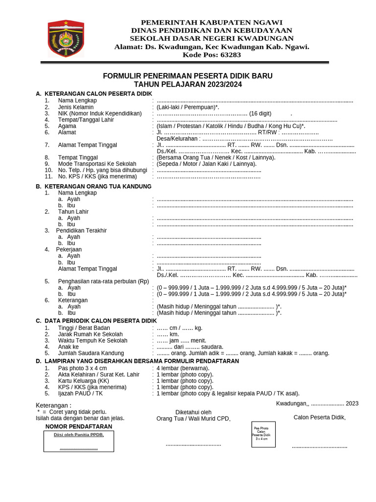 Formulir PPDB 2023-2004 | PDF