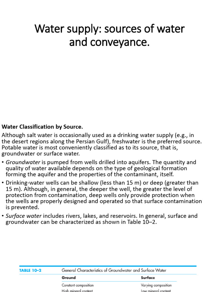 Raw Water Sources and Conveyance | PDF