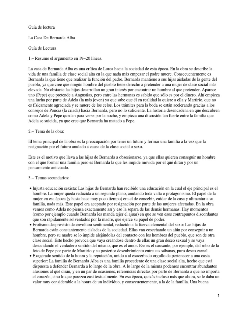 Analisis Bernarda Alba PDF | PDF | Mujer | Science