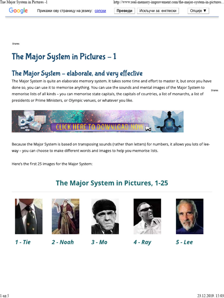Tne Major System in Pictures -1 | PDF