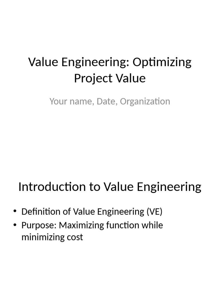 Value Engineering Presentation | PDF
