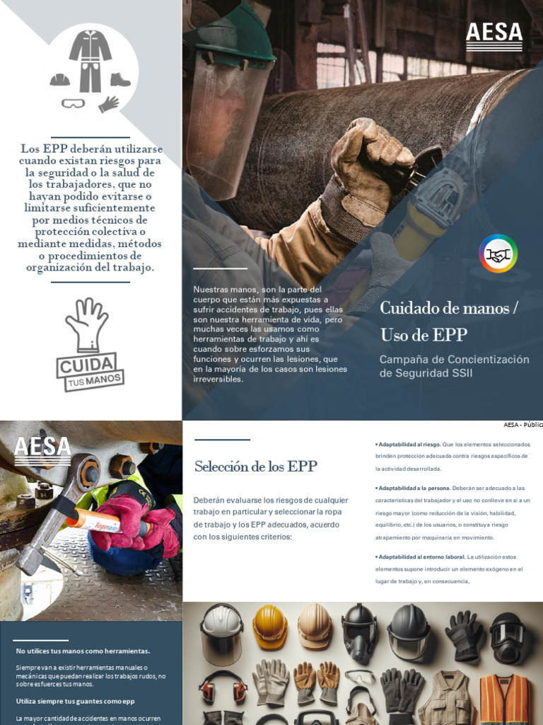Triptico Cuidado de Manos - Uso de EPP | PDF