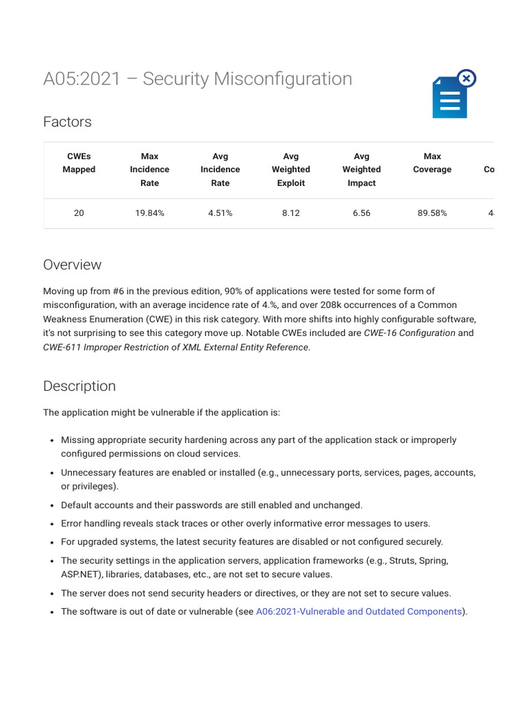 A05 Security Misconfiguration Owasp Top 10 2021 Pdf