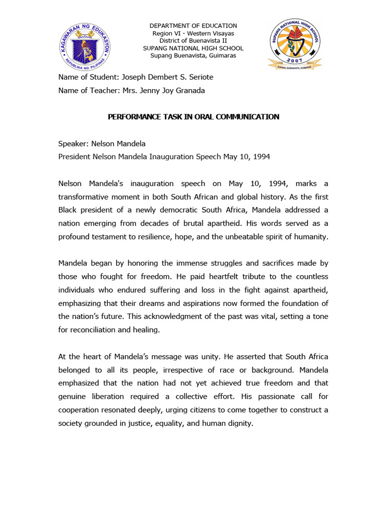 Performance Task in Oral Comm | PDF