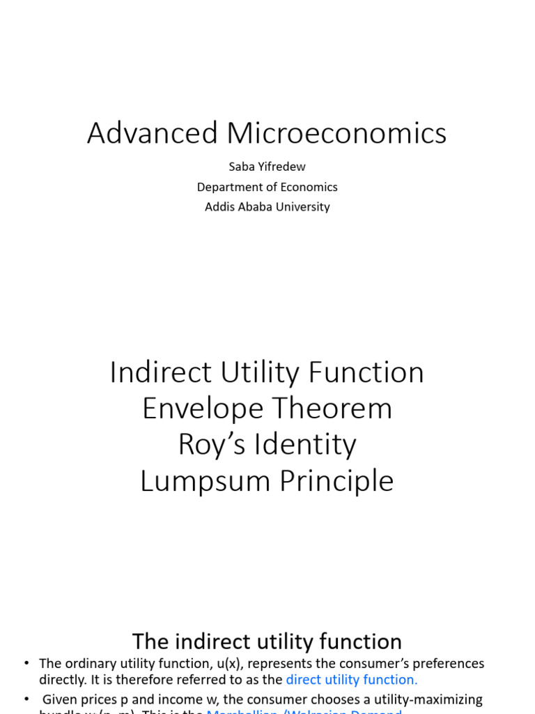 Indirect Utility | PDF