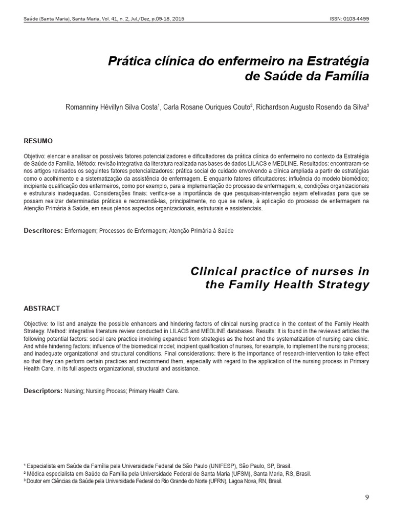 Prática Clínica Do Enfermeiro Na Esf | PDF