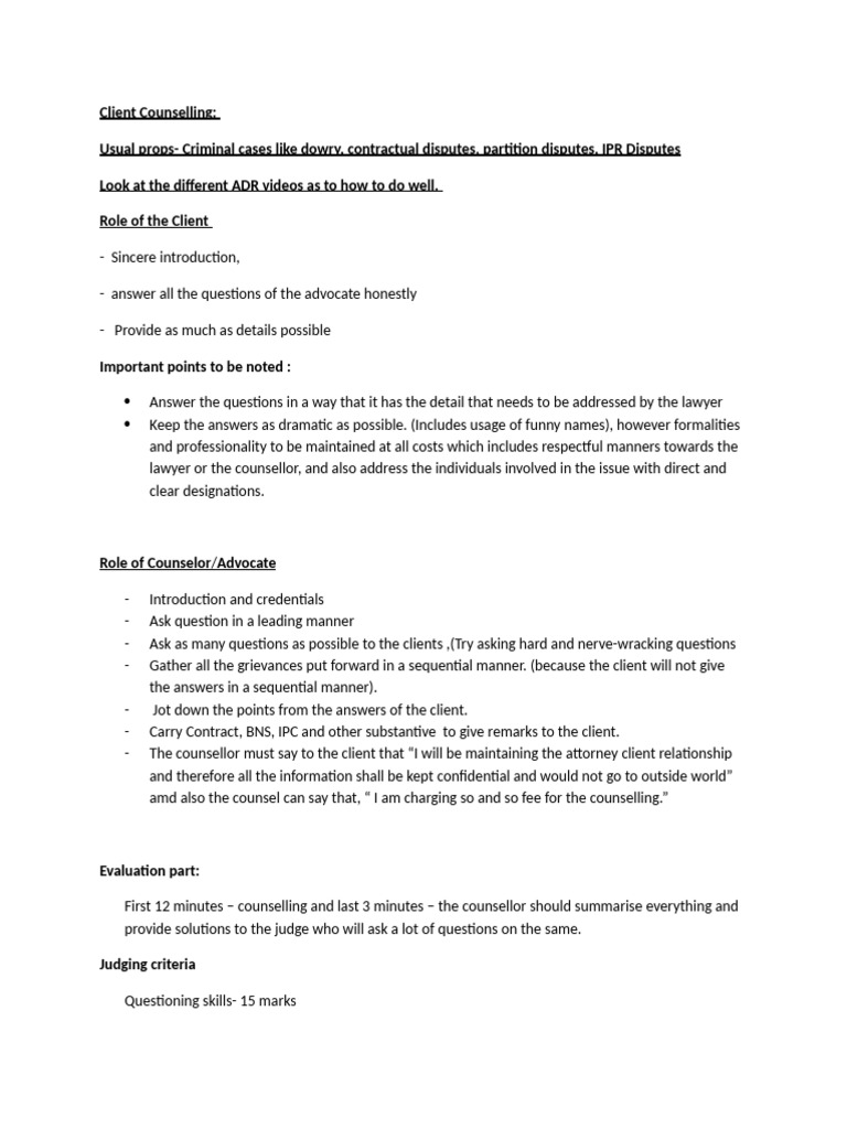 Client Counselling Notes | PDF
