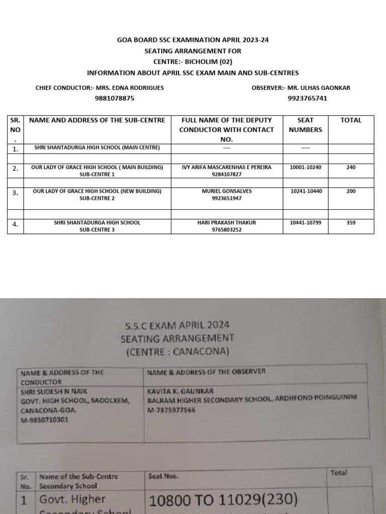 SSC Exam Seating Arrangements 2024 | PDF | Educational Institutions ...