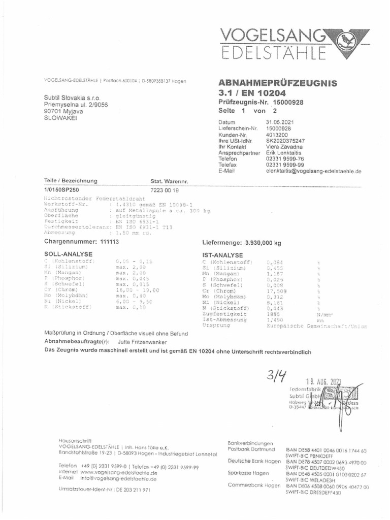 Material Certificate | PDF
