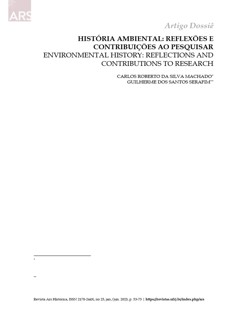 Environmental History: Reflections and Contributions To Research | PDF