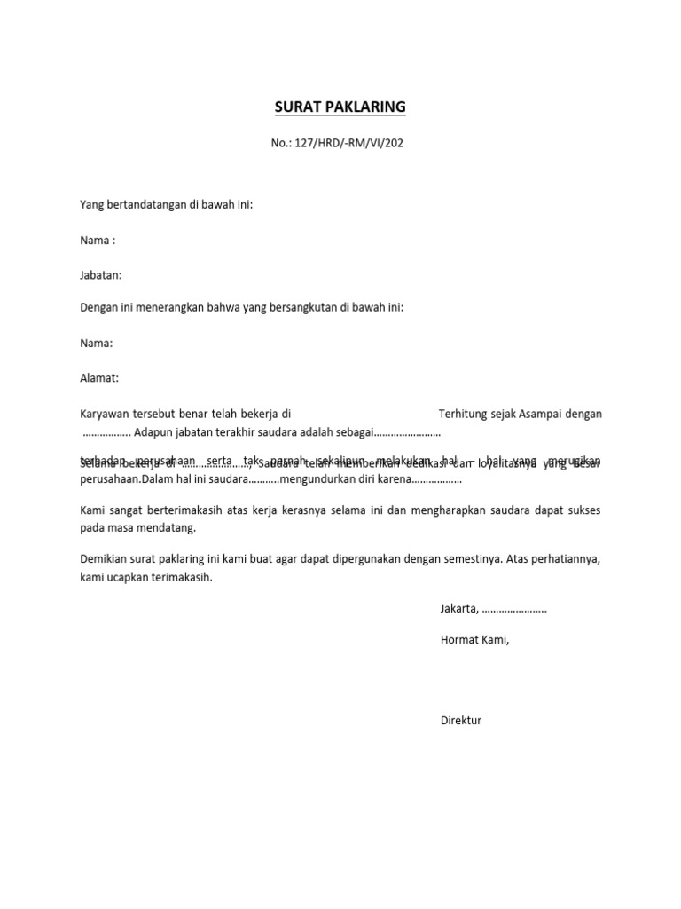 Contoh Surat Paklaring | PDF