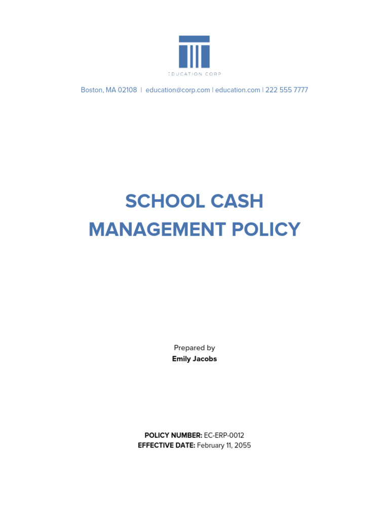 School Cash Management Policy Template | PDF