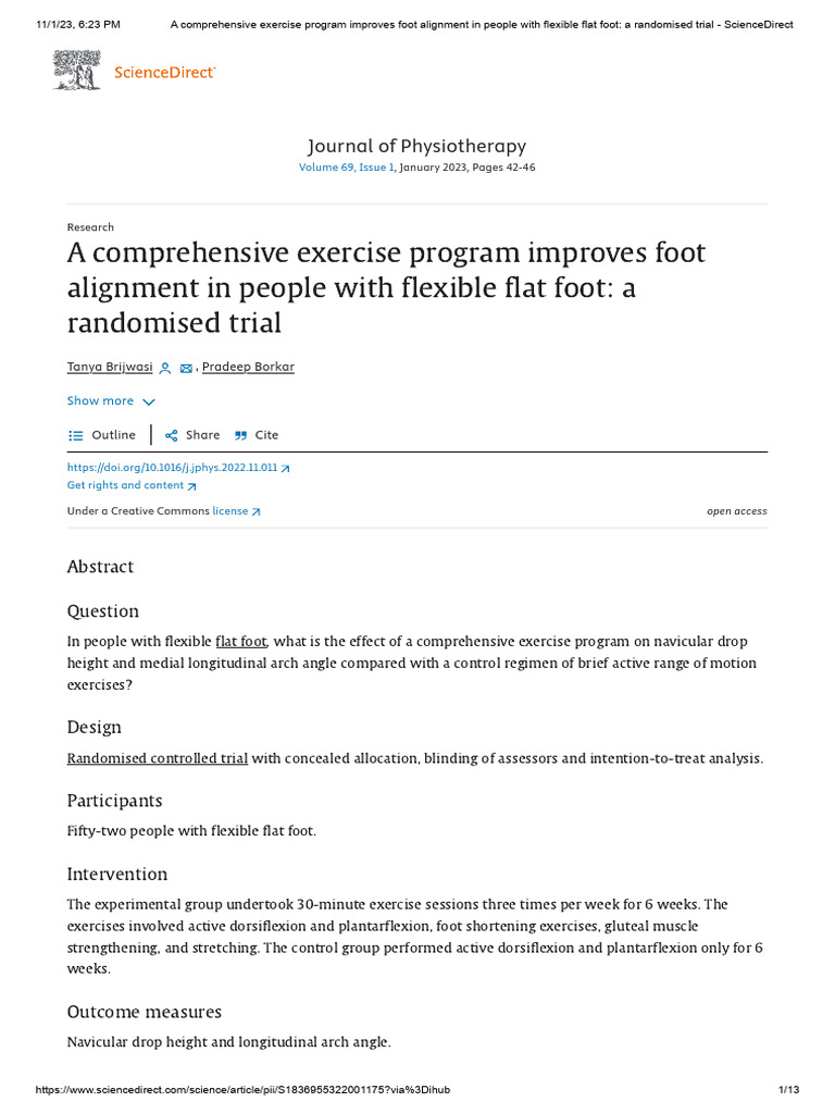 A Comprehensive Exercise Program Improves Foot Alignment in People With ...