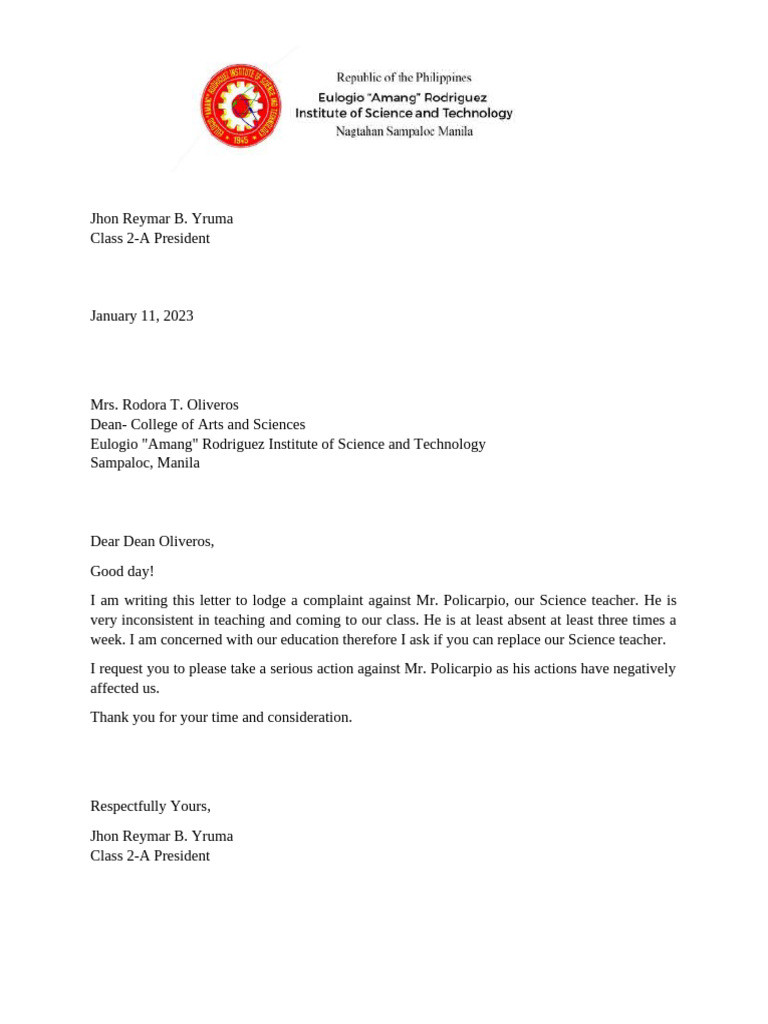 Complaint Letter | PDF