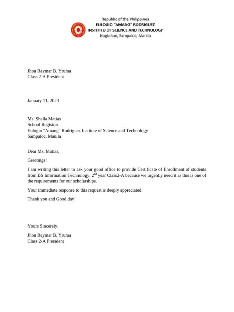 Request Letter | PDF