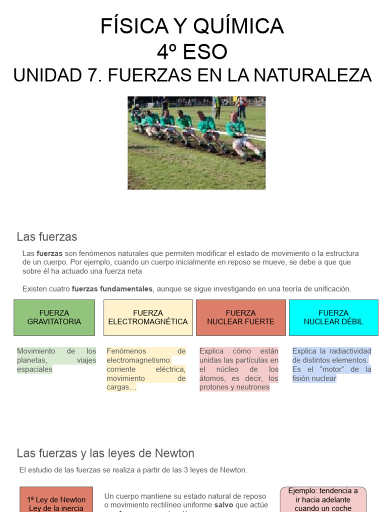 Diapositivas Unidad 7 - Fuerzas en La Naturaleza | PDF