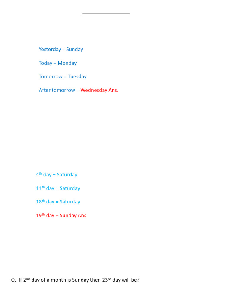 Day Calculation Riddles and Answers | PDF