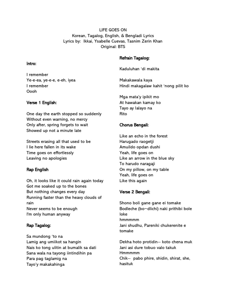 Life Goes On Lyrics | PDF