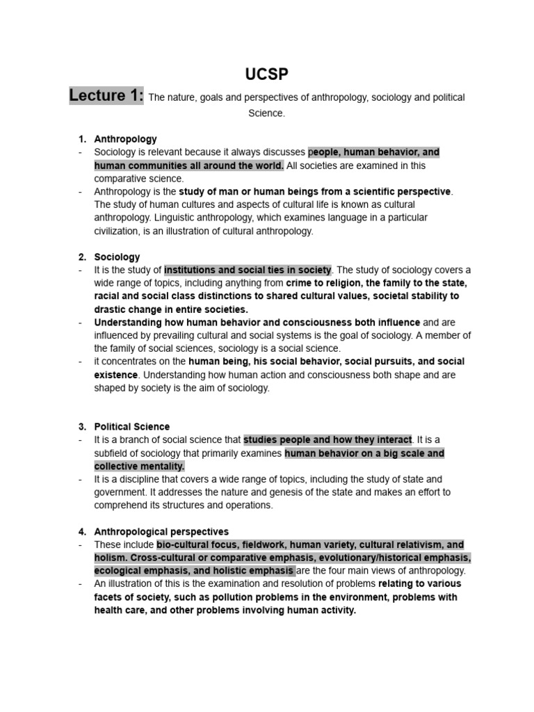 Ucsp Reviewer | PDF | Society | Sociology