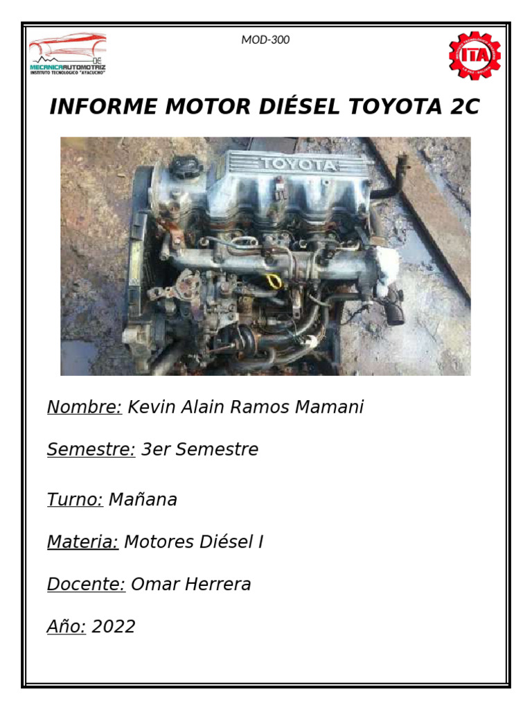 Informe Motor Diésel Toyota 2C | PDF