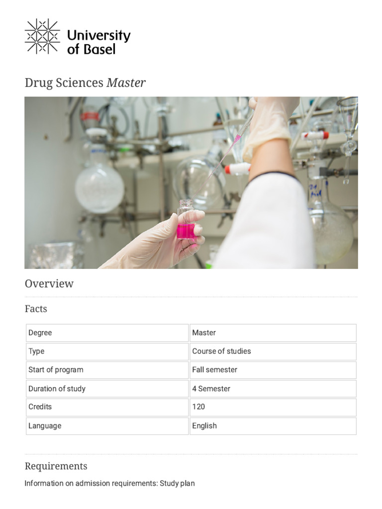 MSc in Drug Sciences at Unibas | PDF | Pharmacy | Self-Improvement