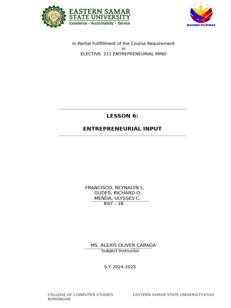 Entrep Input | PDF