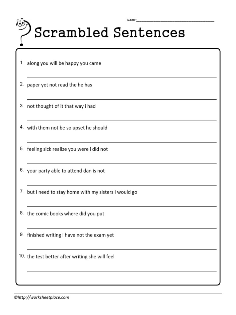 Scrambled Sentences Worksheet | PDF
