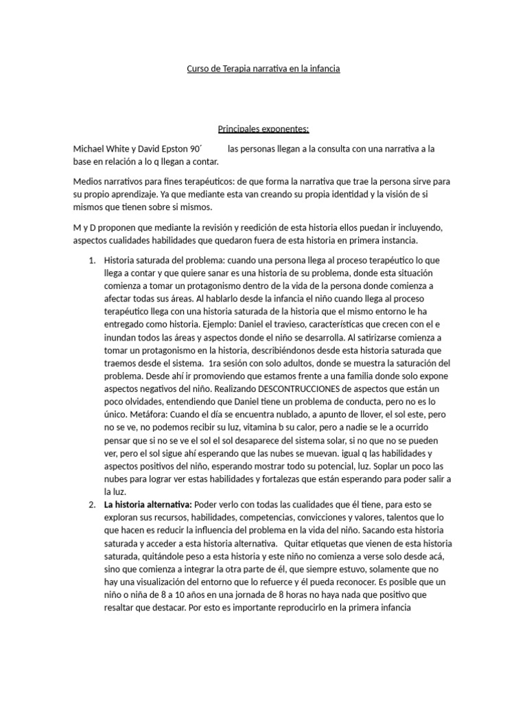Terapia Narrativa para Niños | PDF | Las emociones | Ansiedad