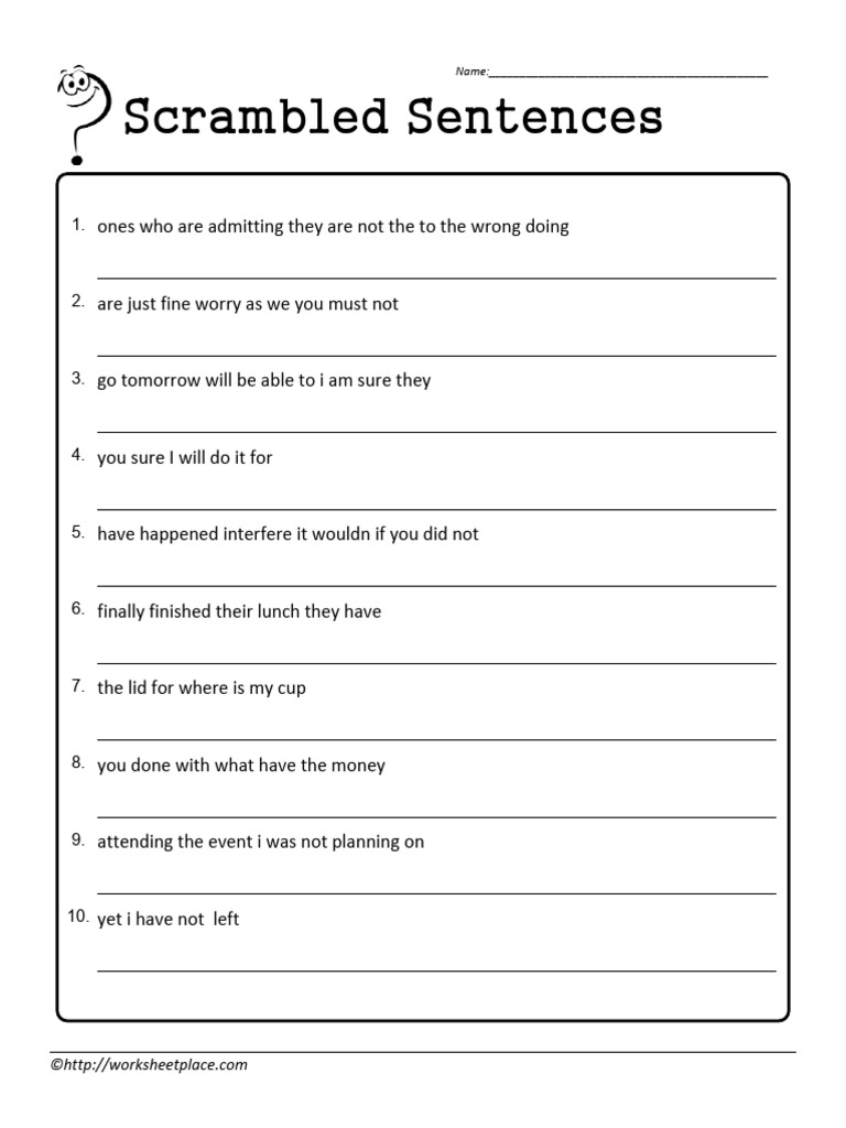 Grade 1 Scrambled Sentences Worksheet | PDF | Language Arts & Discipline
