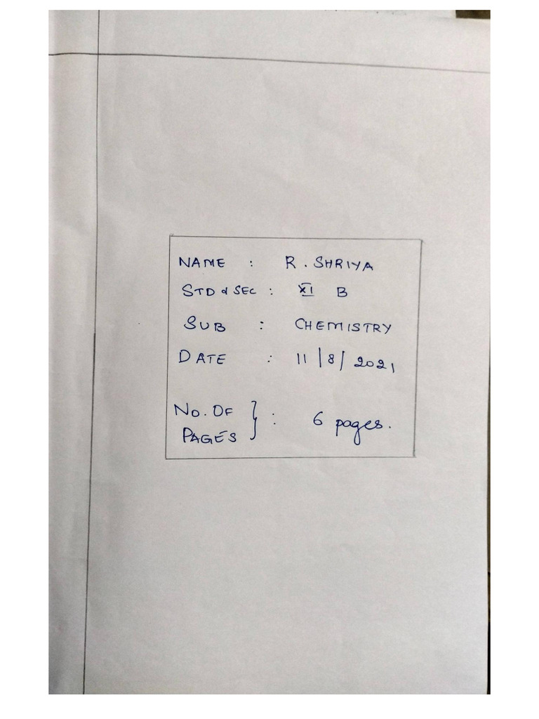 R.shriya Xi B Chemistry Govn Unit Test | PDF