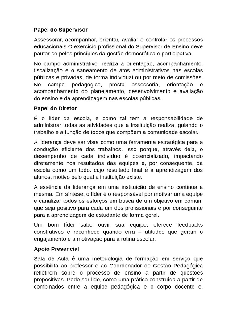 Papel Do Supervisor | PDF