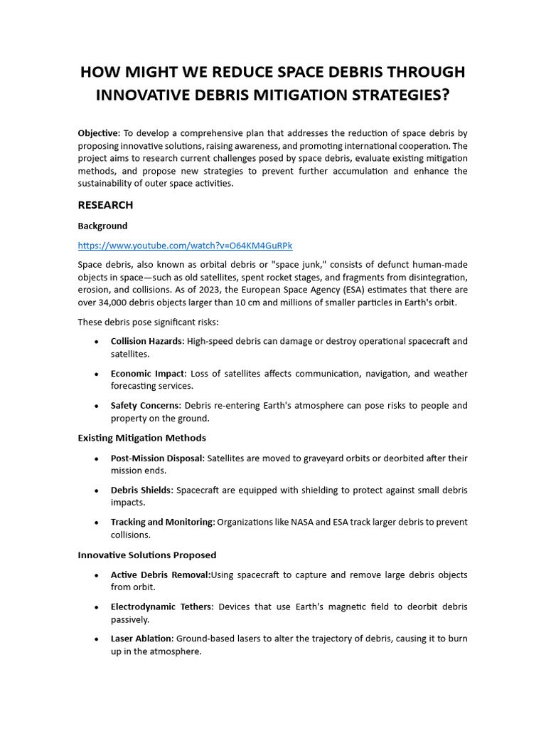 How Might We Reduce Space Debris Through Innovative Debris Mitigation ...