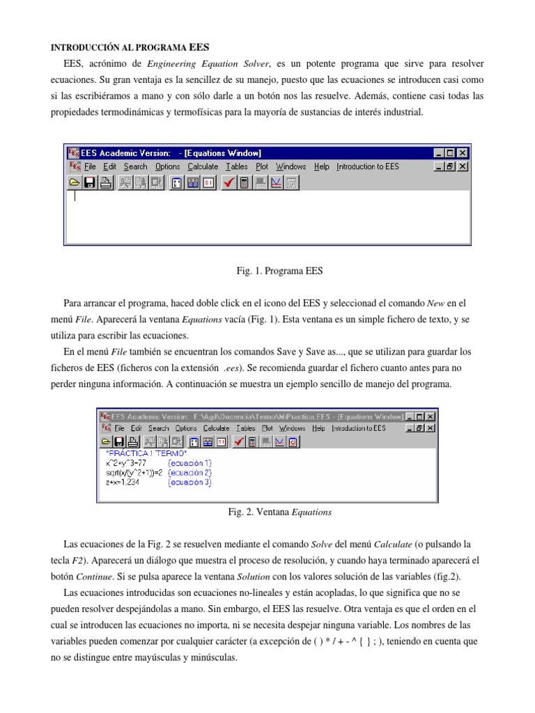 Introducción al programa EES | PDF | Tabla (base de datos) | Termodinámica