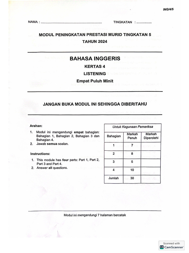 Trial K4 BI SPM 2024 - Kedah | PDF